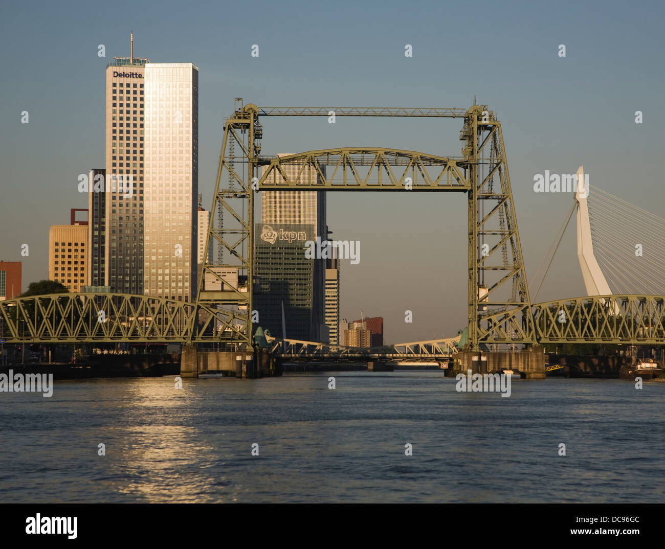 River Maas de Hef railway bridge Koningshaven Rotterdam Netherlands ...