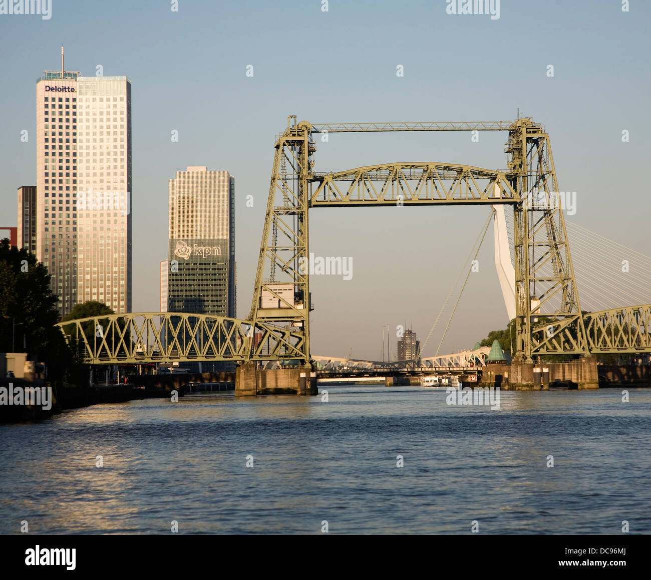 River Maas de Hef railway bridge Koningshaven Rotterdam Netherlands ...