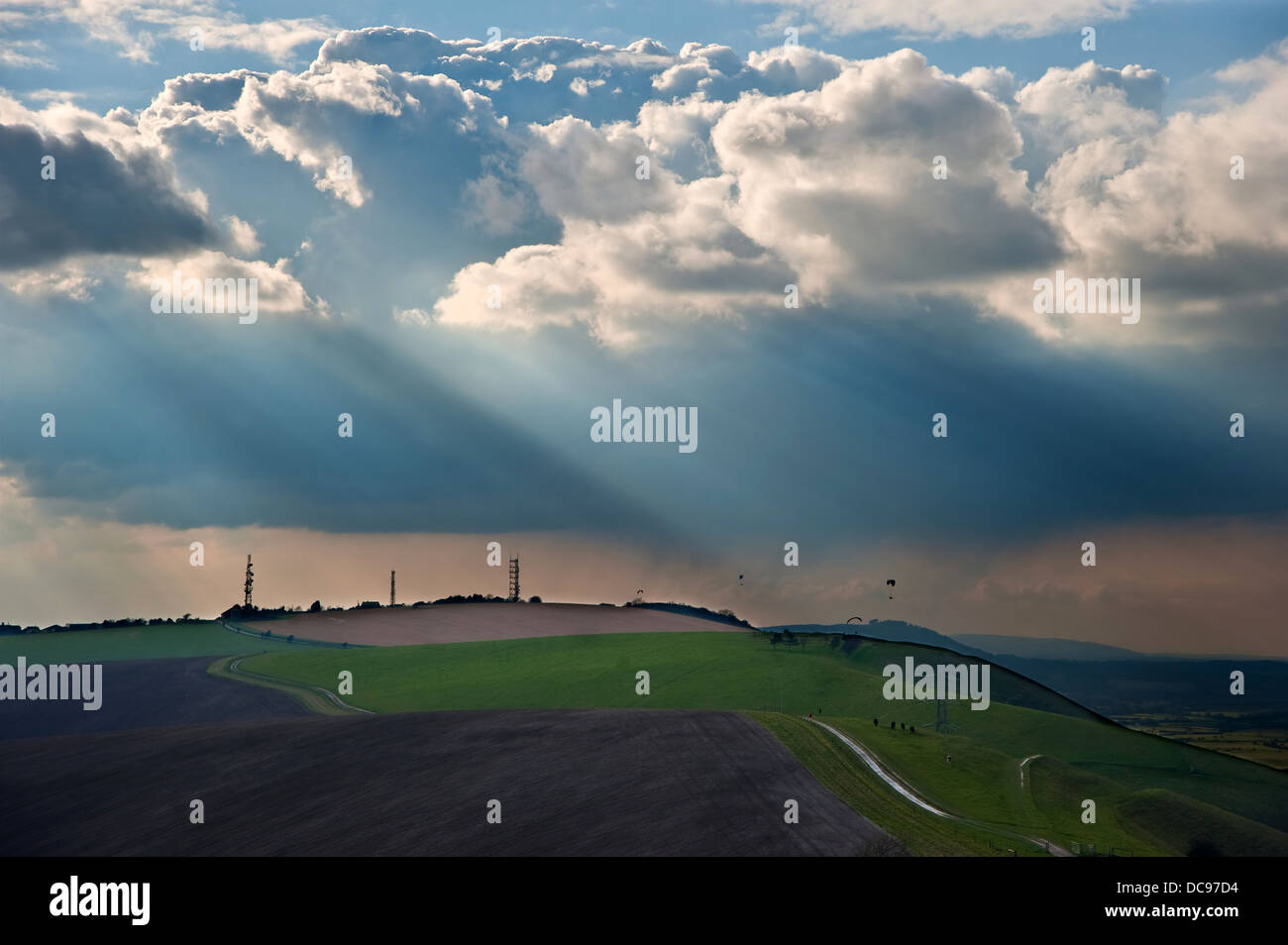 Beautiful countryside landscape across rolling hills with lovely cloud ...