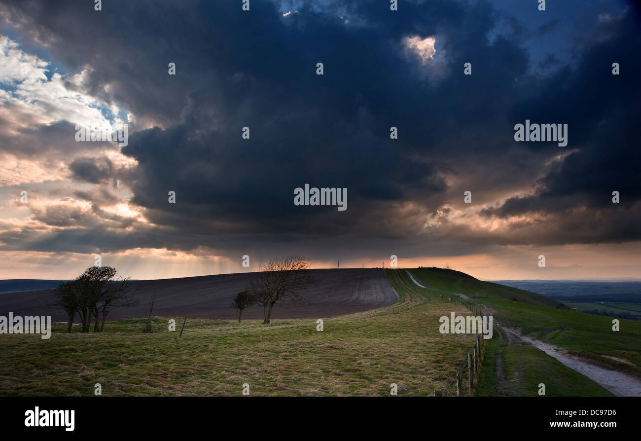 Beautiful countryside landscape across rolling hills with lovely cloud ...