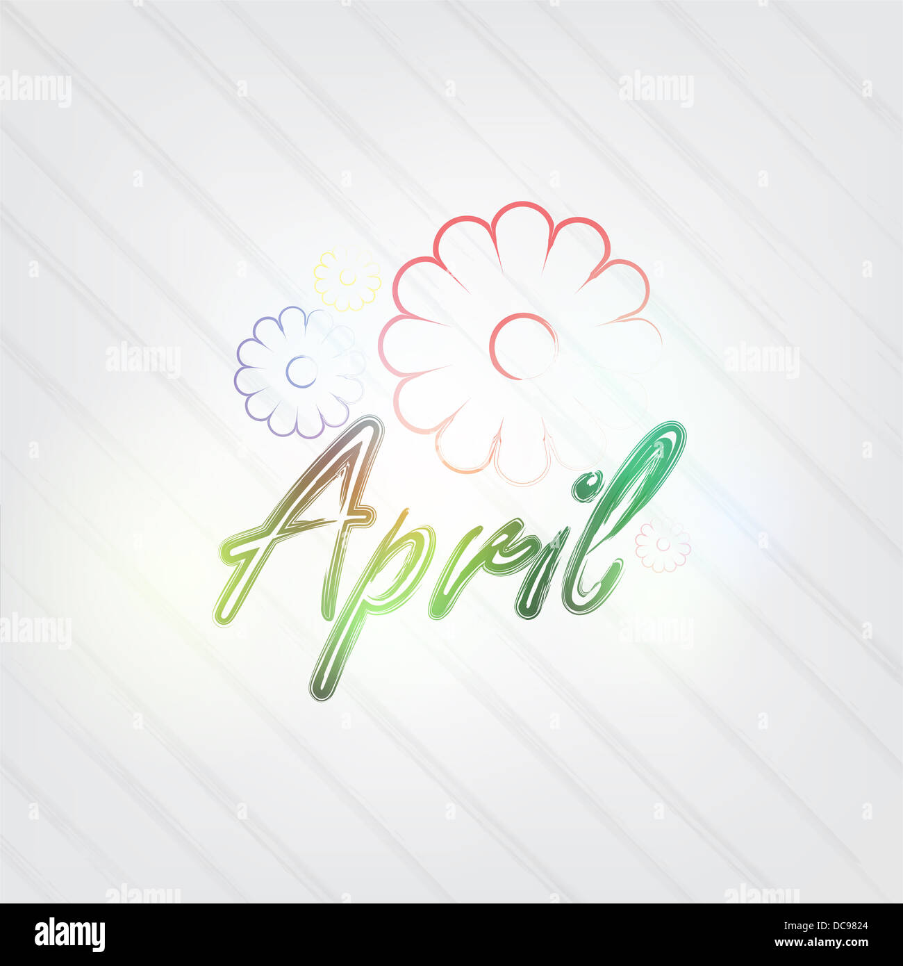 April Typography - background in retro style with flowers and label ...