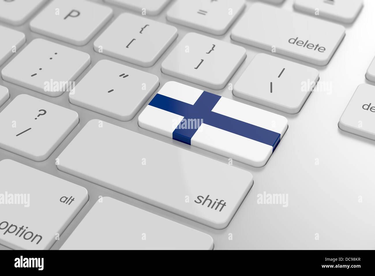 3d render of finnish flag button with soft focus Stock Photo - Alamy