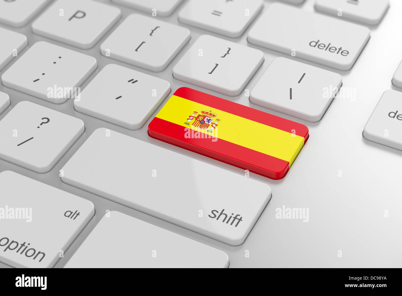 3d render of spanish flag button with soft focus Stock Photo - Alamy