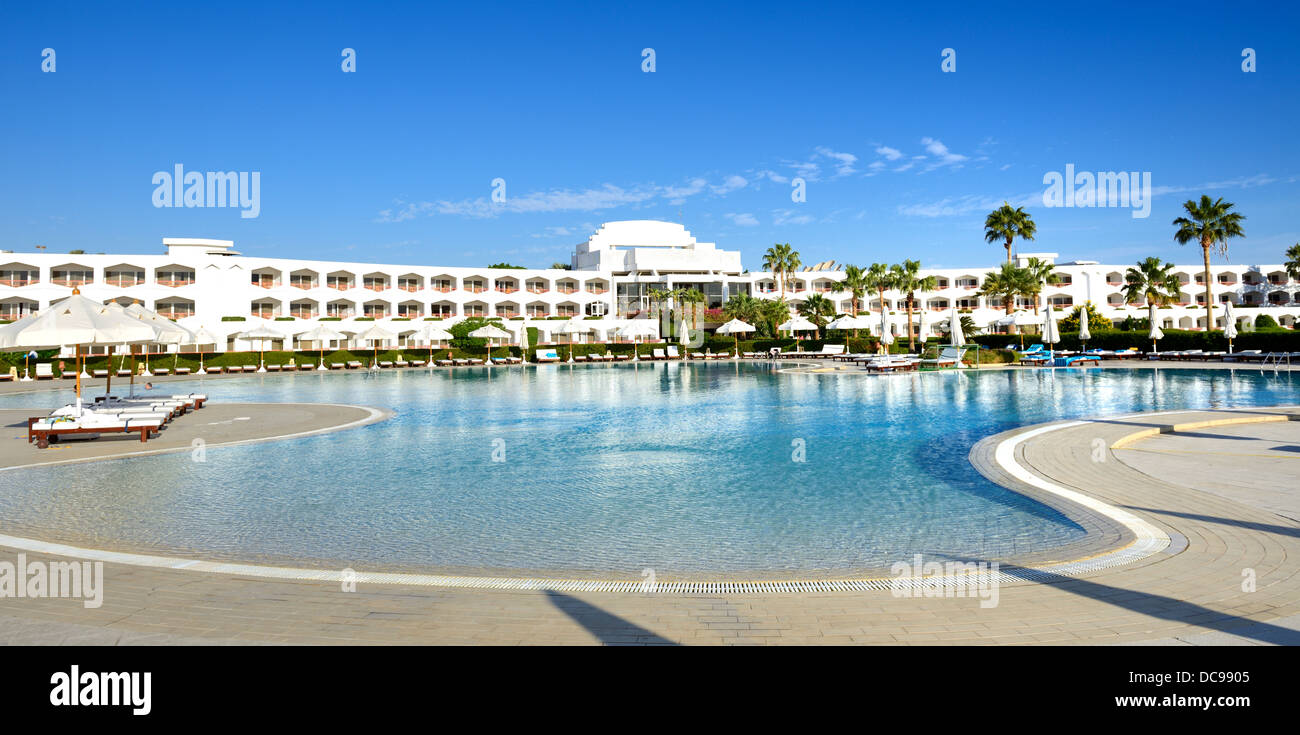 The panorama of swimming pool at luxury hotel, Sharm el Sheikh, Egypt ...