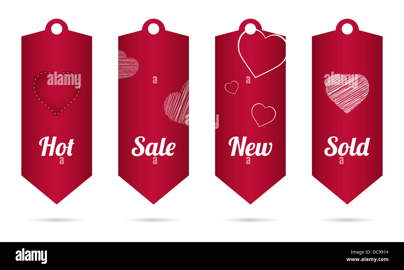 price tag with Valentine's day design Stock Photo - Alamy