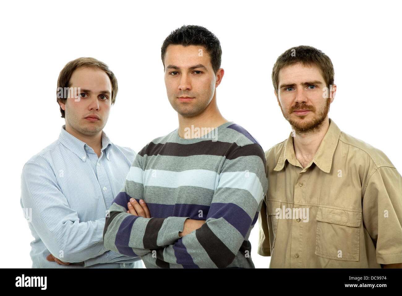 three casual men isolated on white background Stock Photo - Alamy