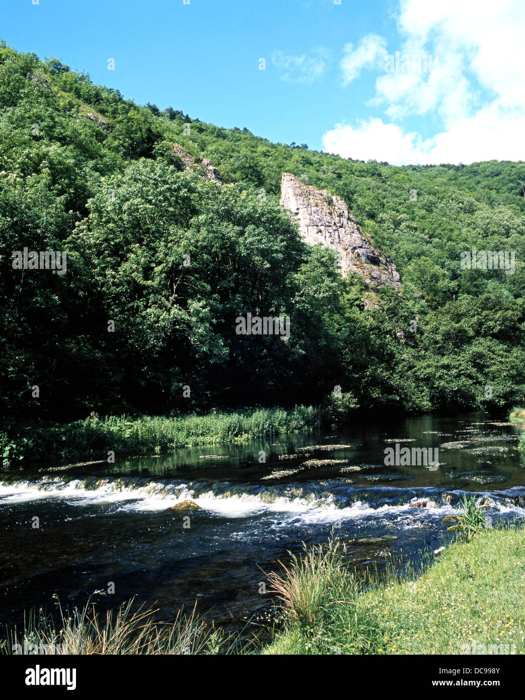 Rive Dove passing through a gorge, Dovedale, Derbyshire, England, UK ...