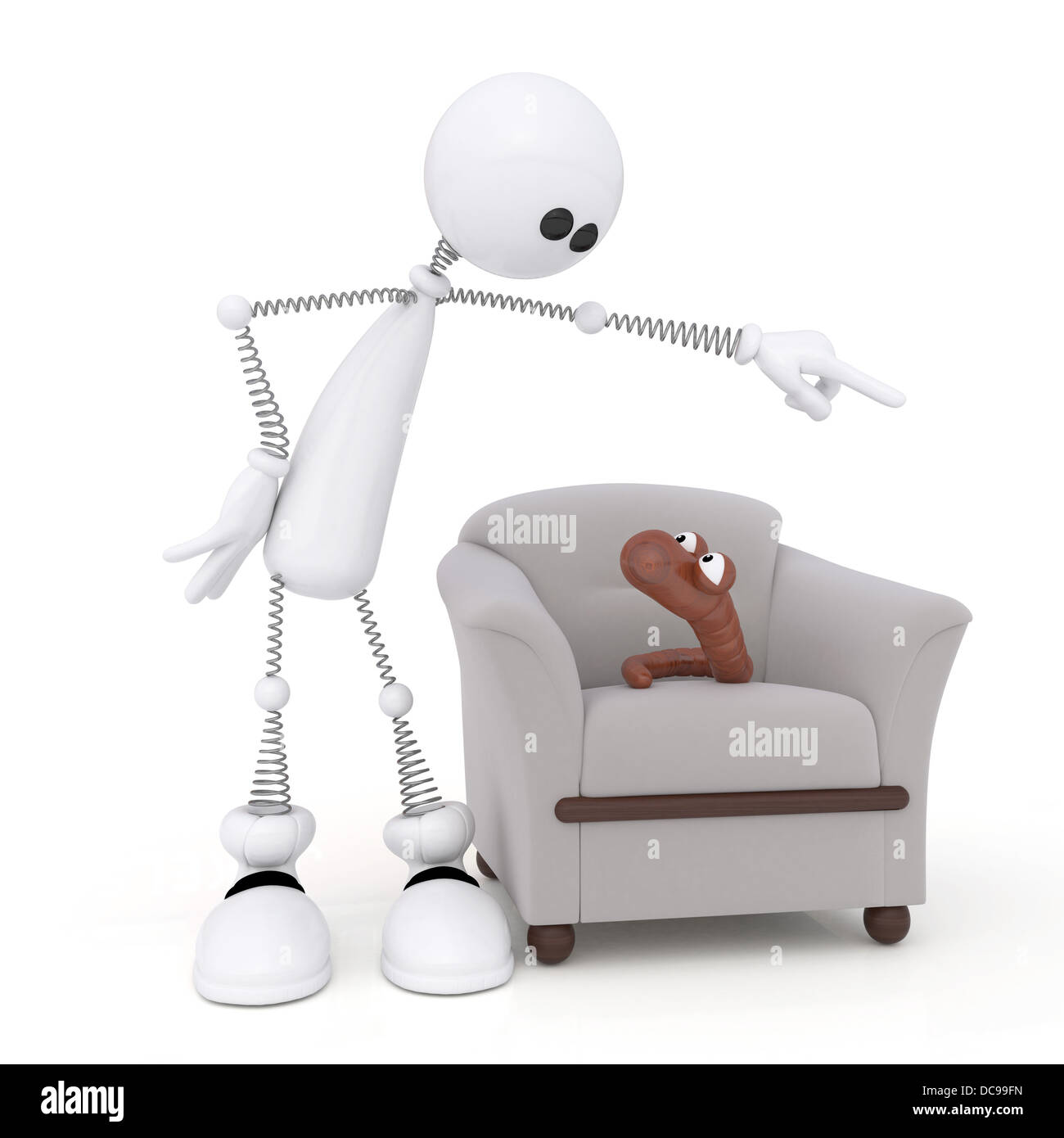 The white person on springs banishes a worm from a chair Stock Photo ...
