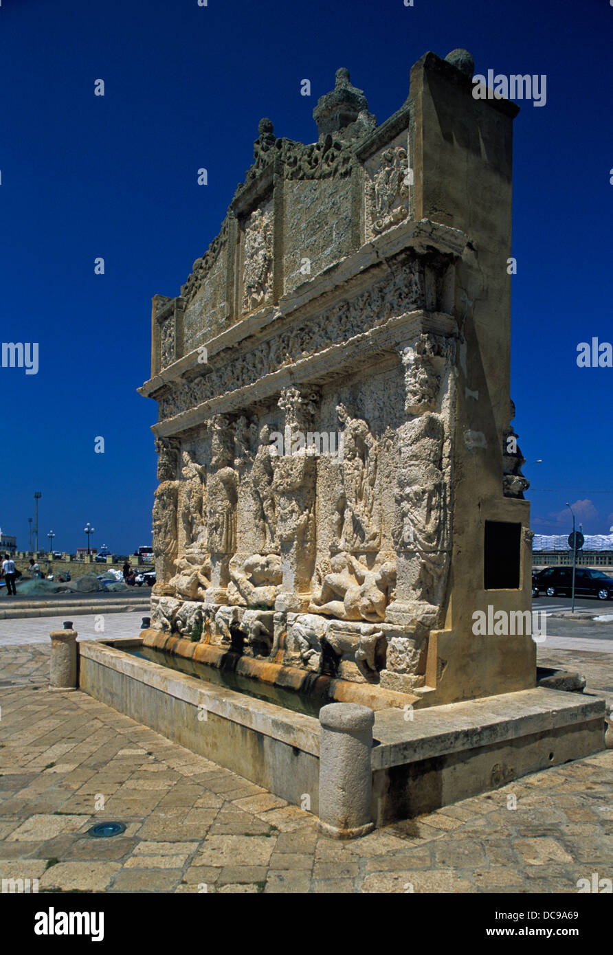 Greek fountain in Gallipoli, Puglia Stock Photo - Alamy