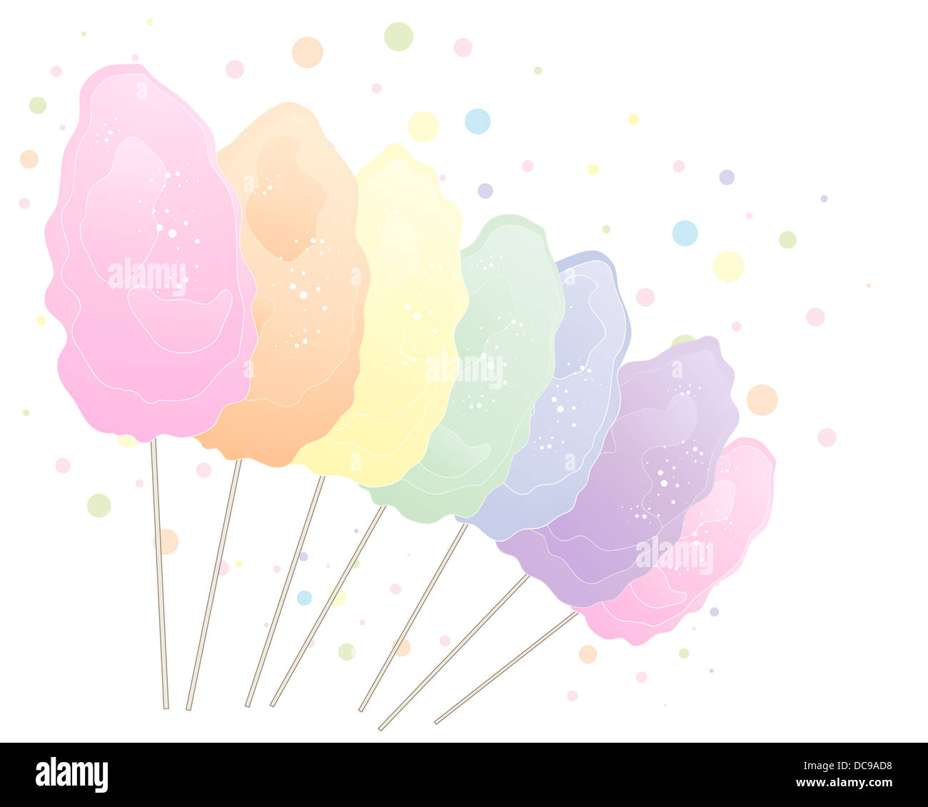 an illustration of cotton candy in rainbow colors isolated on a white ...
