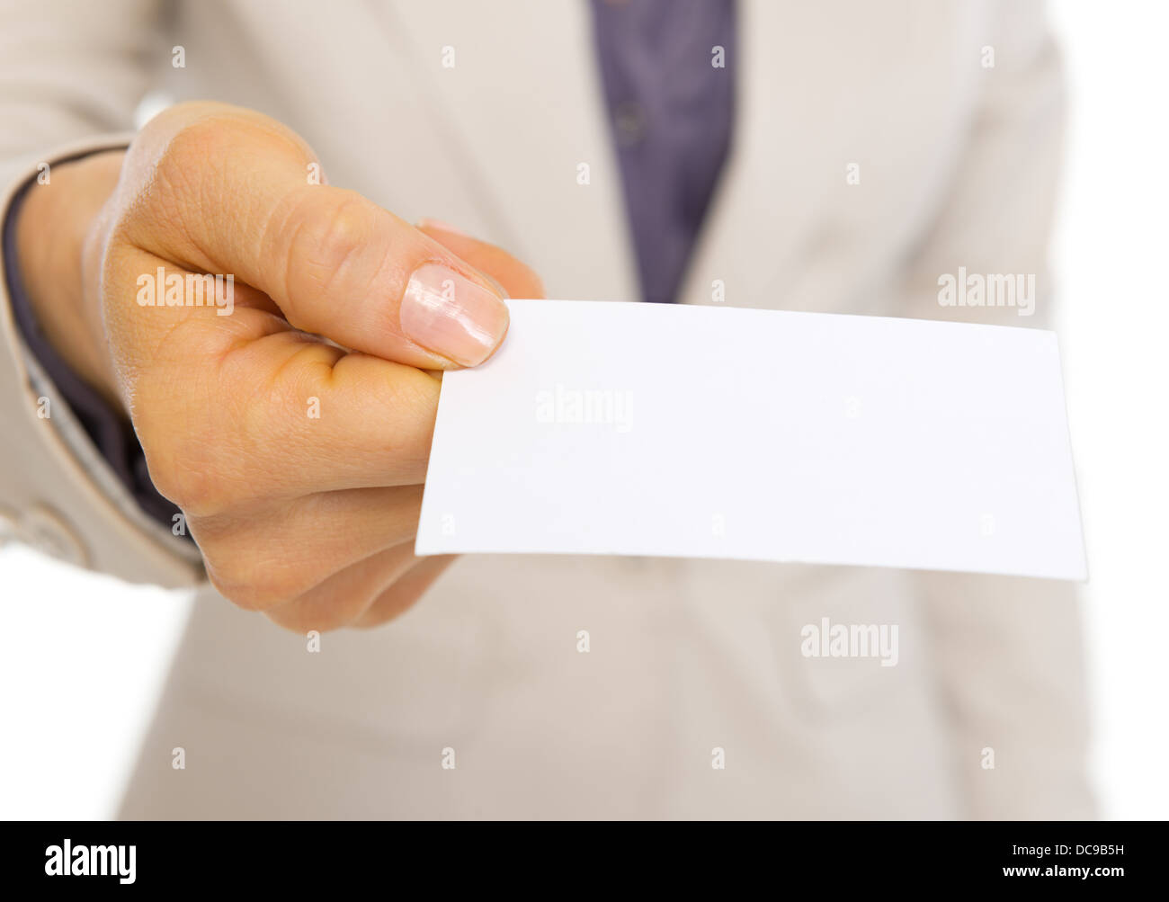 Closeup on business card giving by business woman Stock Photo - Alamy