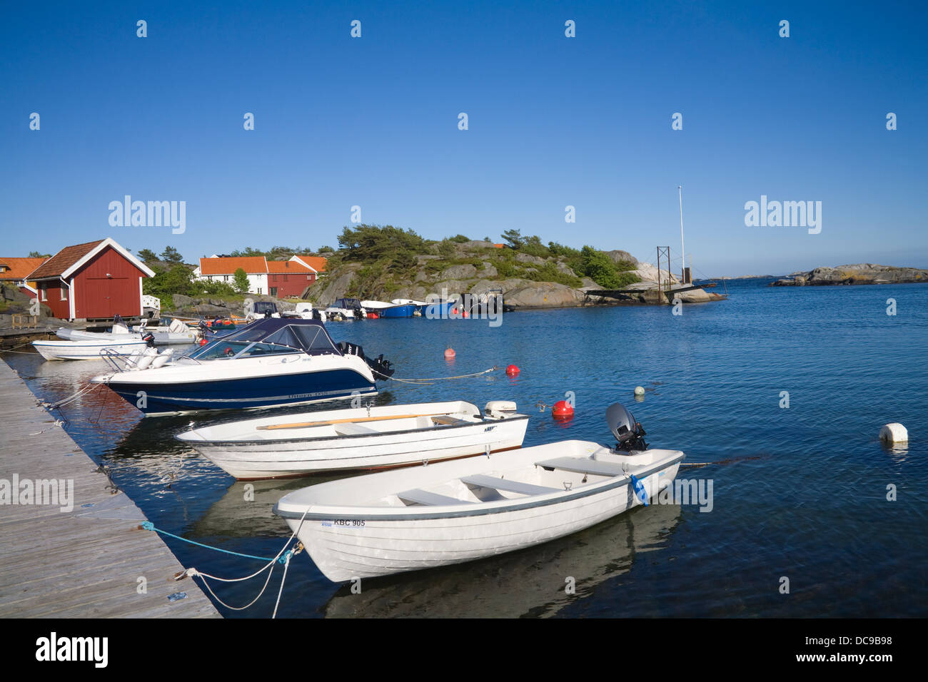 Høvåg Norway Europe Leisurecraft moored in sheltered harbour of small ...