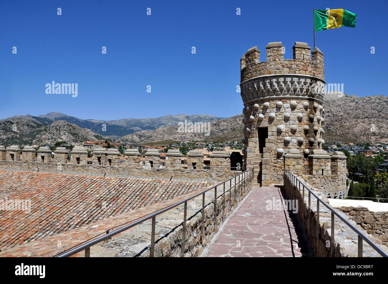 Tower of Castle of the Mendoza in Manzanares el Real, Spain Stock Photo ...