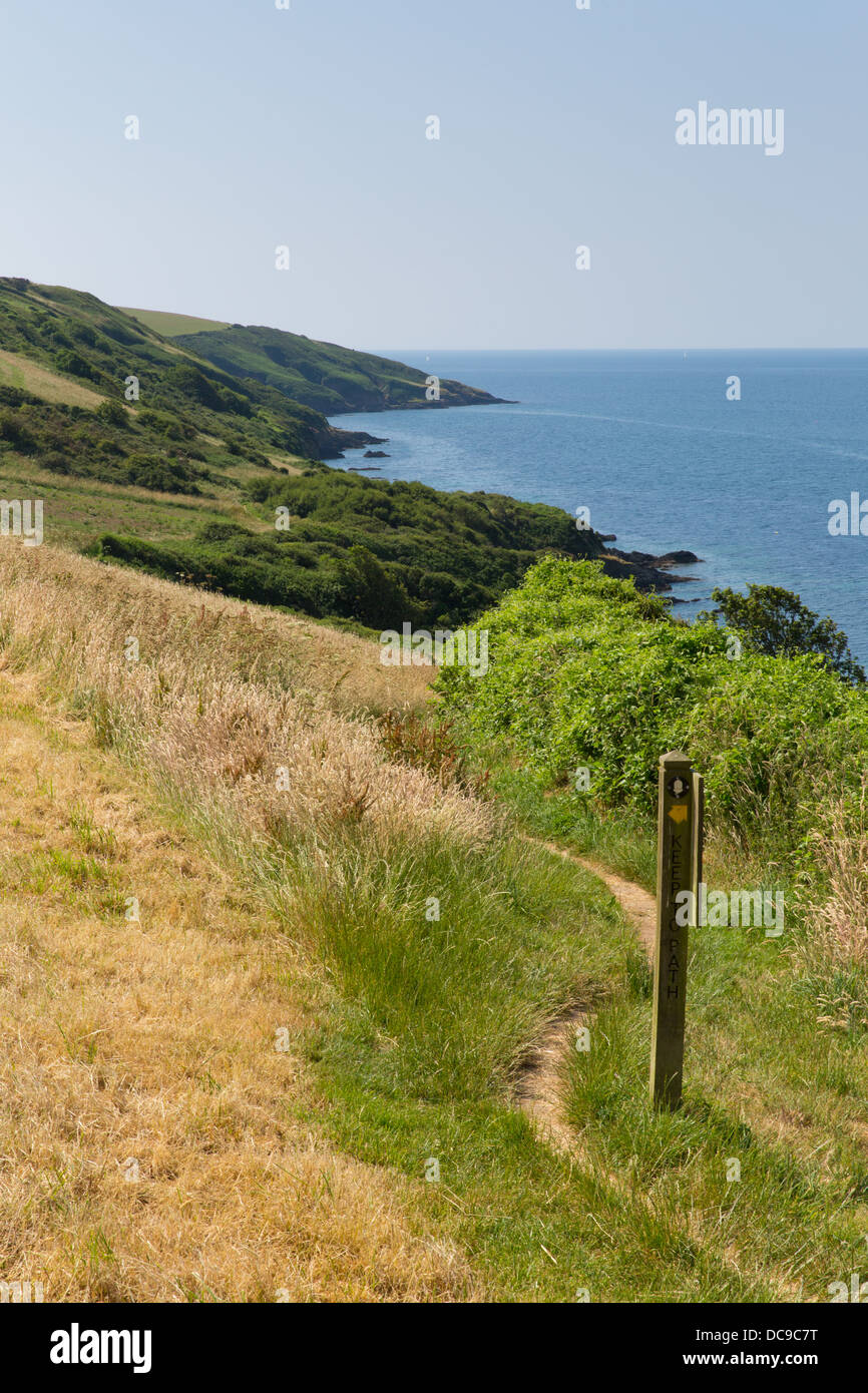 South West Coast Path from Polkerris Cornwall heading in a southerly ...