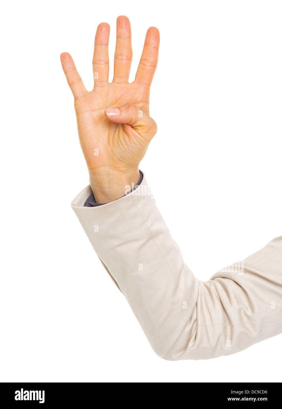 Woman hand showing four fingers hi-res stock photography and images - Alamy