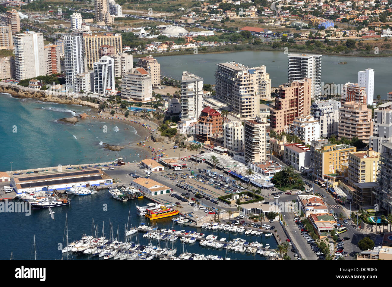 Coastline of Mediterranean Resort Calpe, Spain with Sea and Lake Stock ...