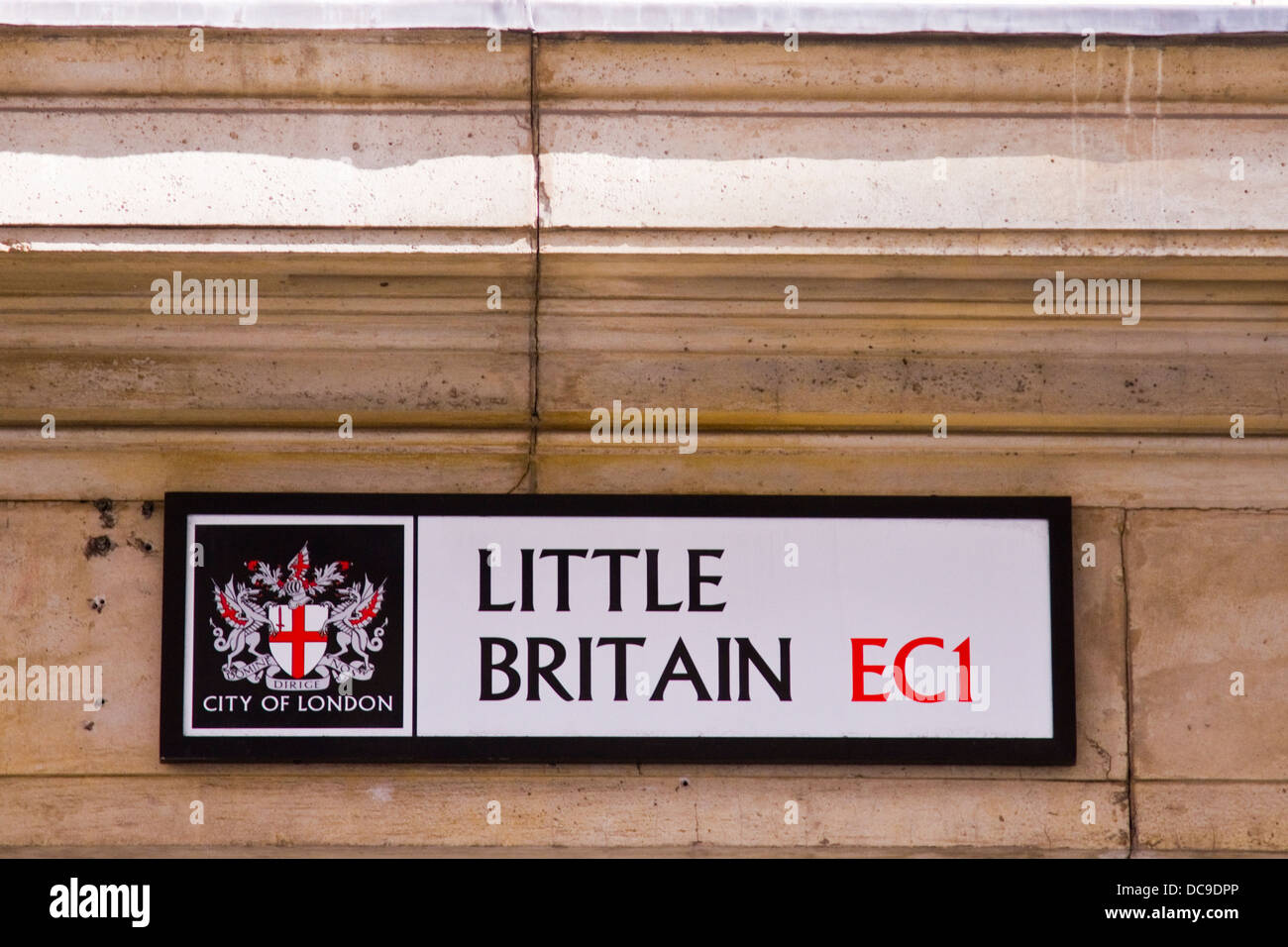 Little Britain street sign on the side of building in the City of ...