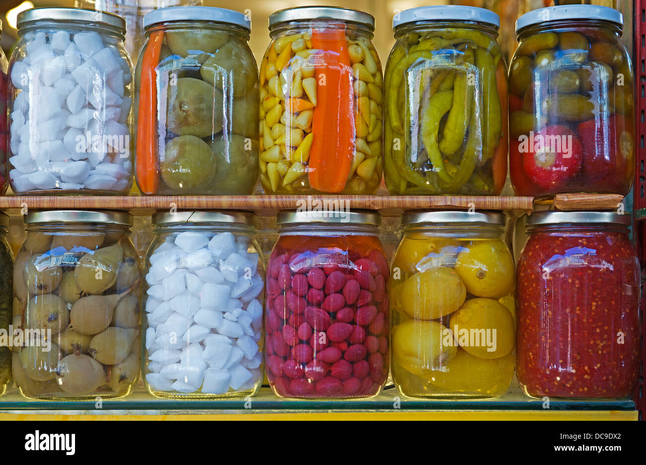 Various vegetables and fruits in brine Stock Photo - Alamy