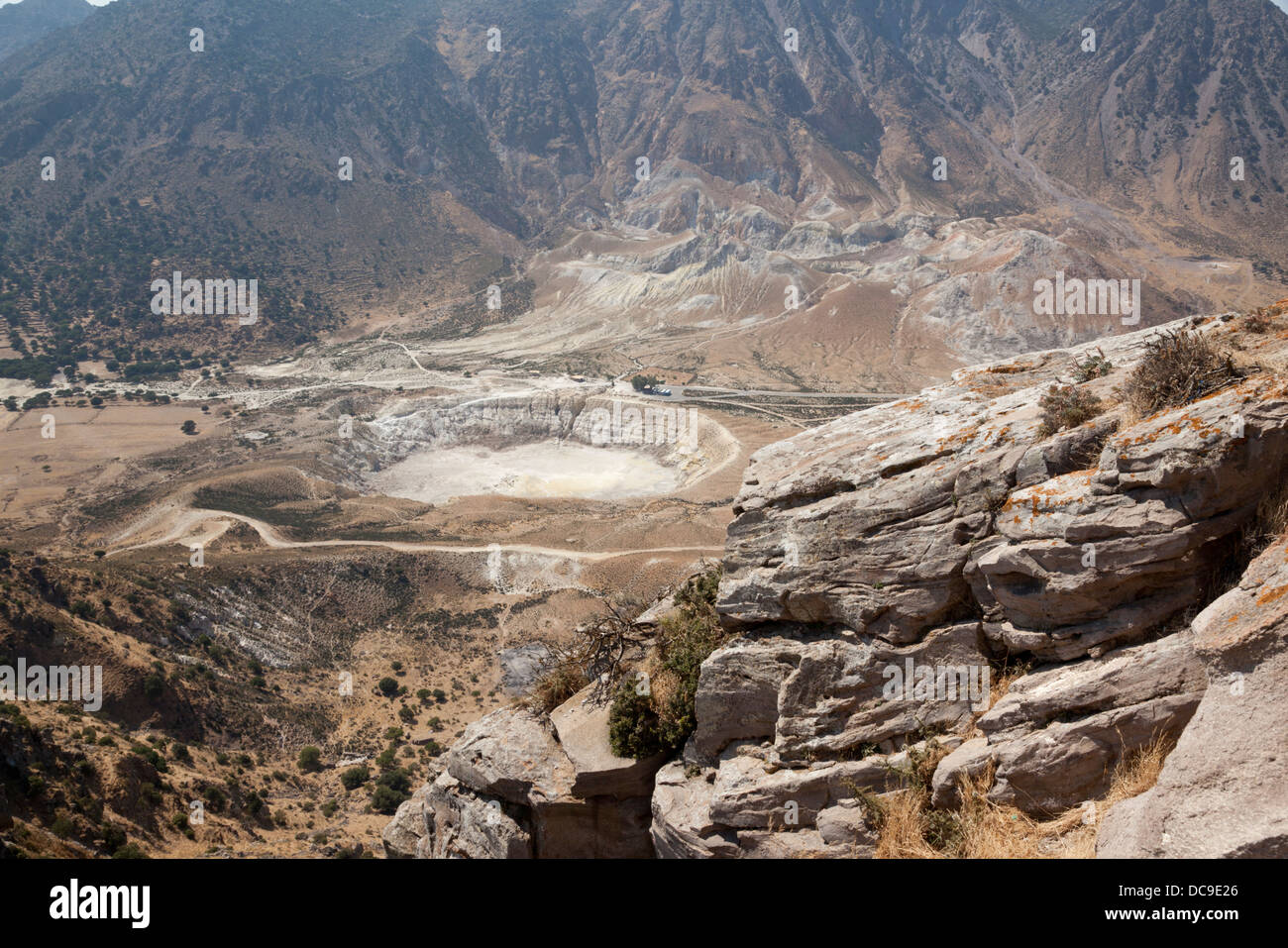 Stephanos volcano on Nisyros as viewed from the village of Nikia ...