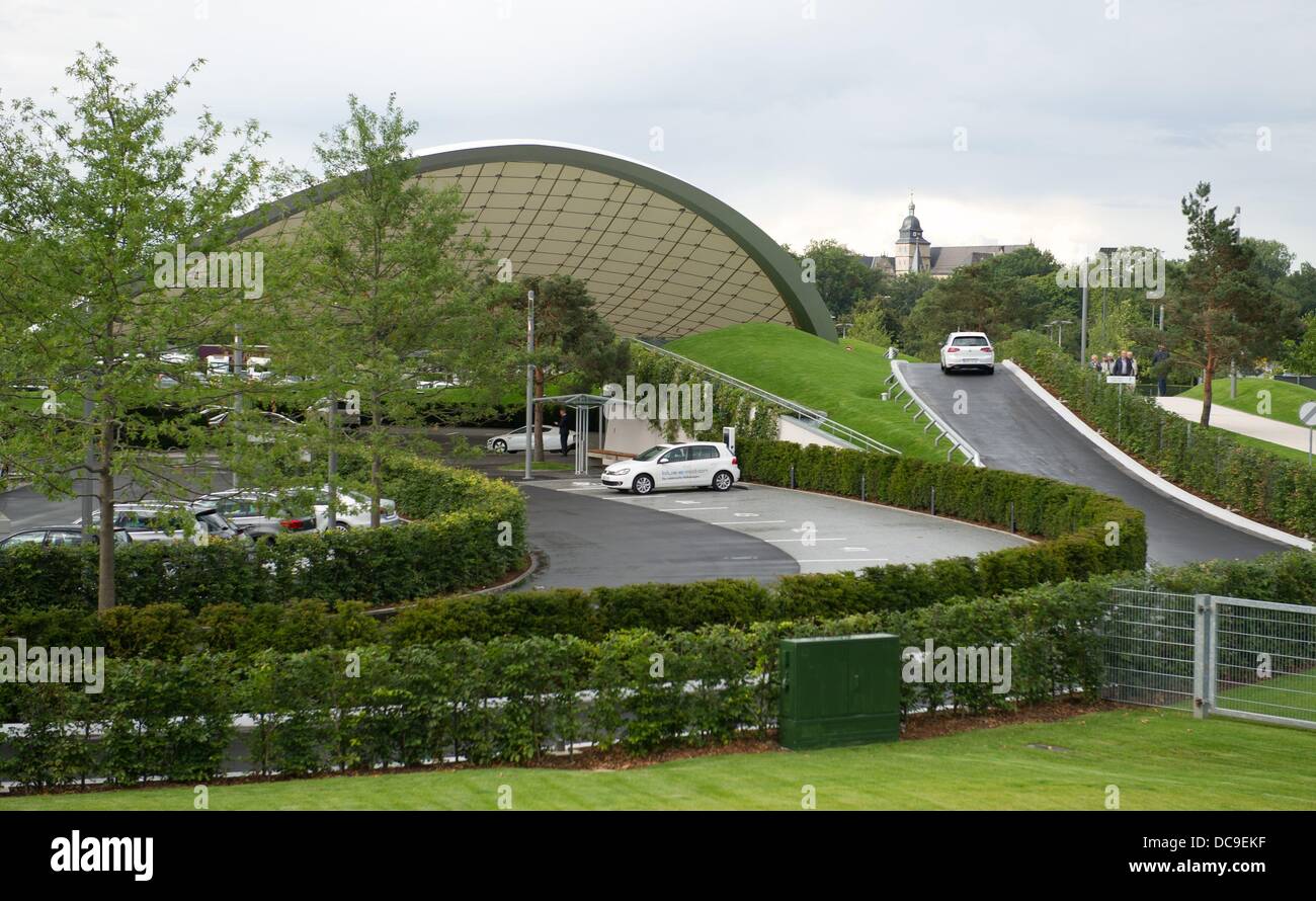 A Golf GTD is driven on the new course in the VW Car City in Wolfsburg ...