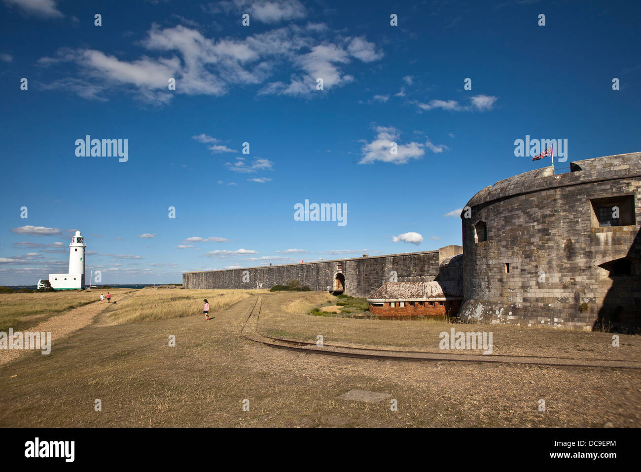 Hurst castle built by Henry V111 and lighthouse at Hurst spit Keyhaven ...