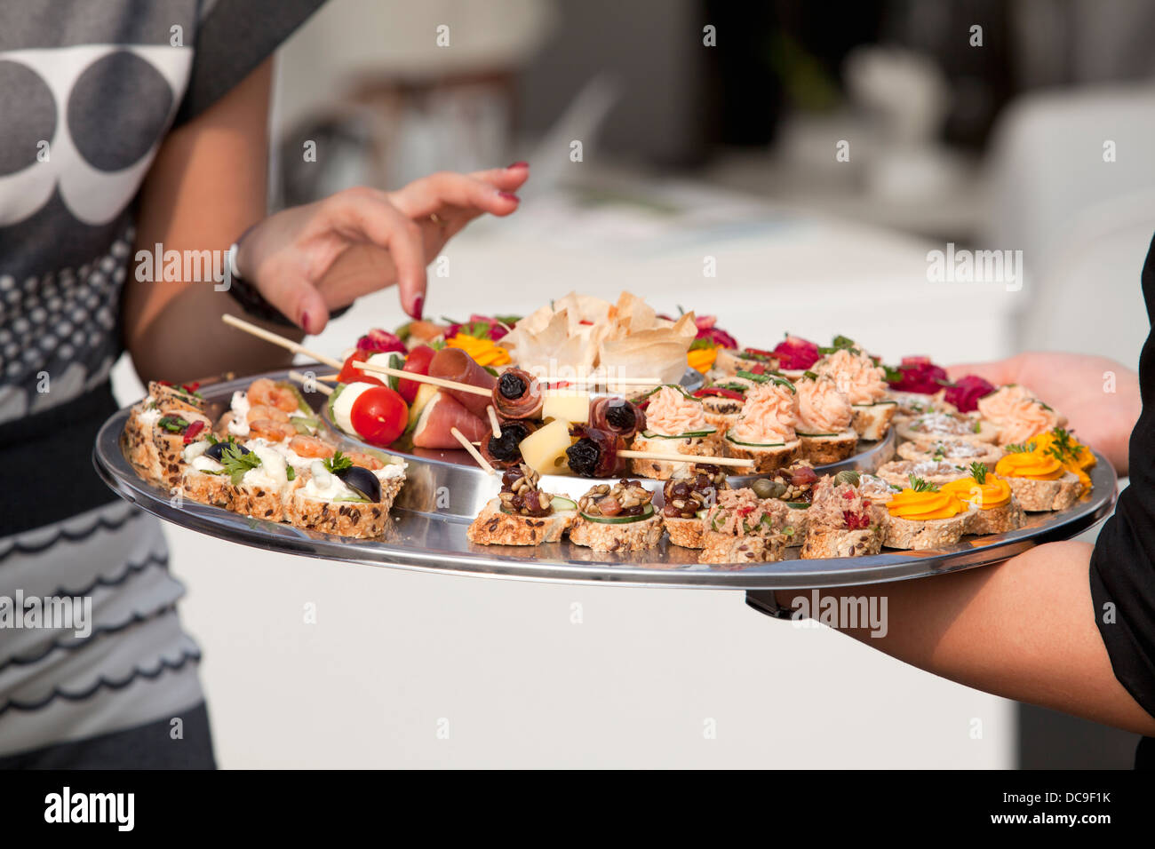 platter with food served at the party Stock Photo - Alamy