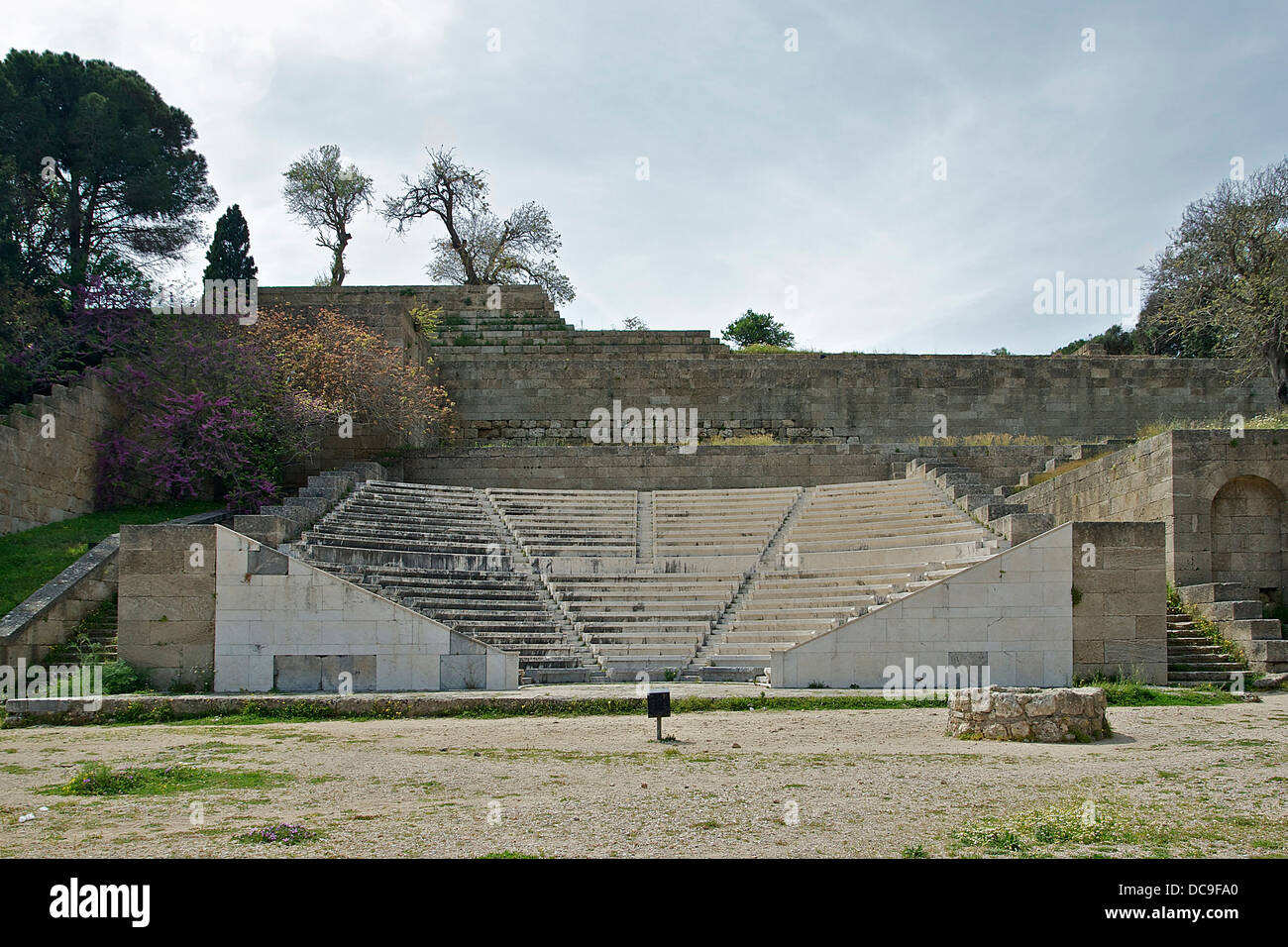 The ancient (restored) theatre in Rhodes, Acropolis, Greece Stock Photo ...