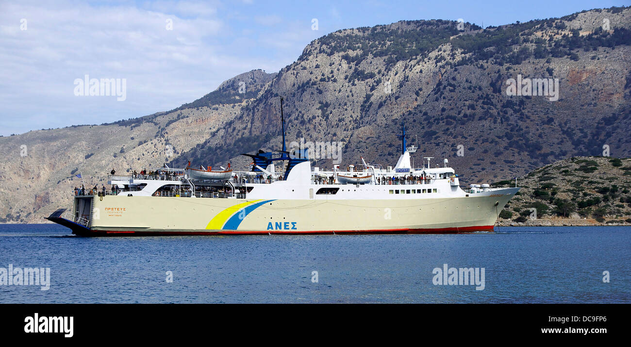 Proteus, a passenger ship from Pyraeus, Harbour of Panormitis, Island ...