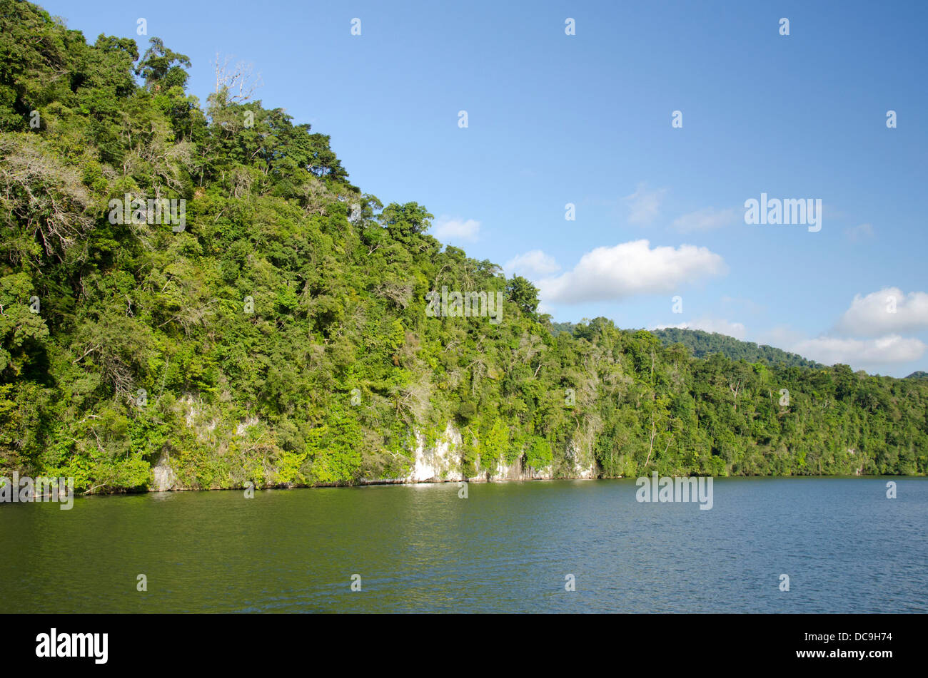 Guatemala, Rio Dulce National Park.Entering the impressive Rio Dulce ...