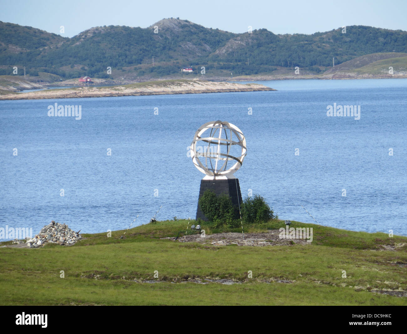 Sculpture on Norwegian island of Vikingen marking the Arctic Circle ...