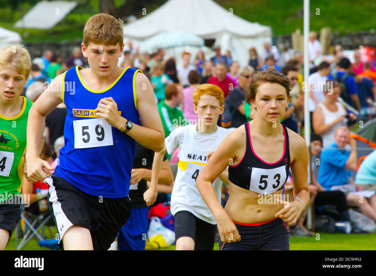 Runners competing at Ambleside Sports in The Lake District, Cumbria ...