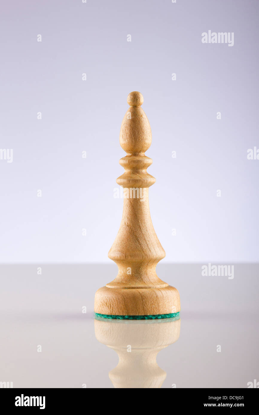 Single wooden chess bishop Stock Photo - Alamy