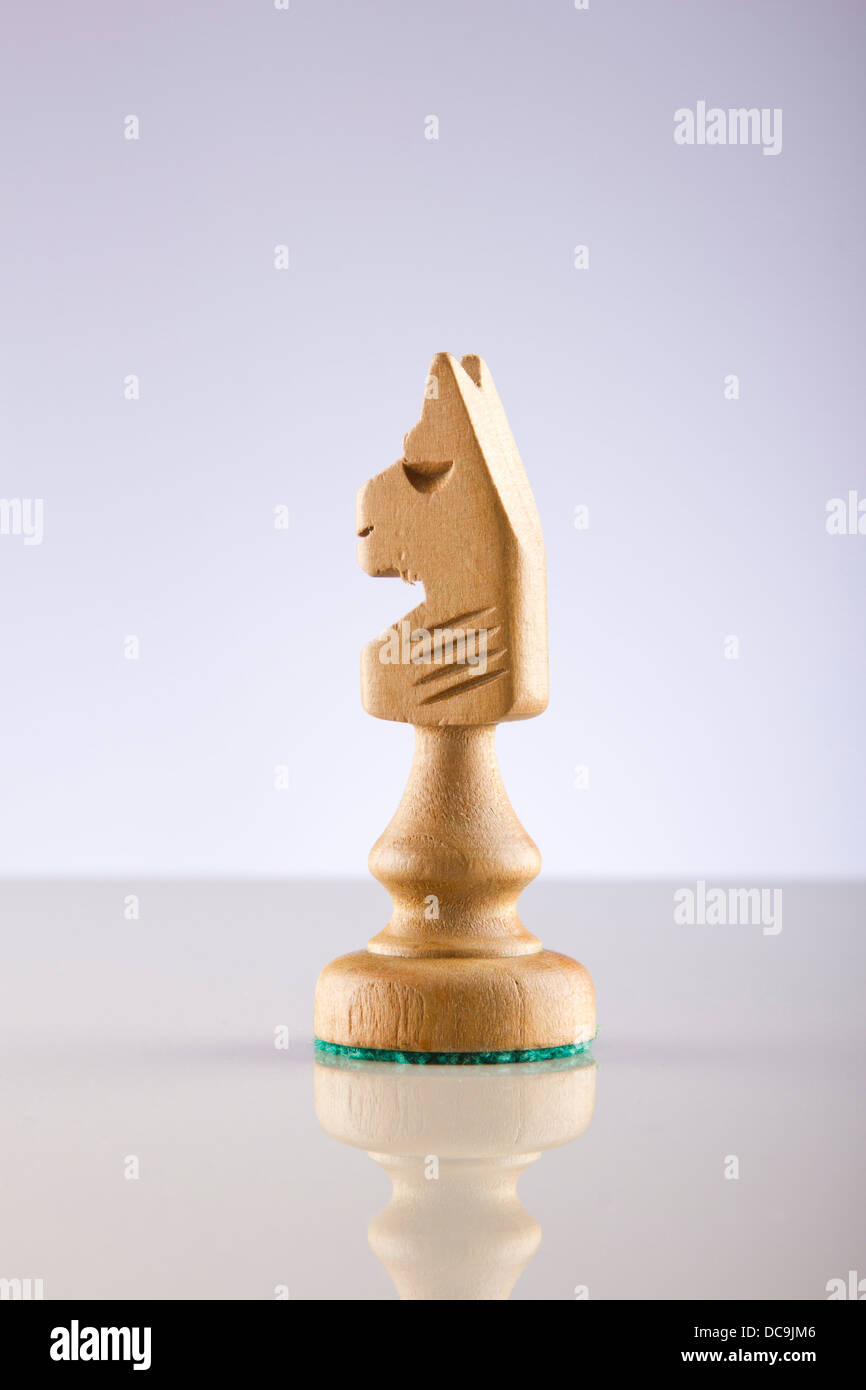 single wooden chess knight Stock Photo - Alamy