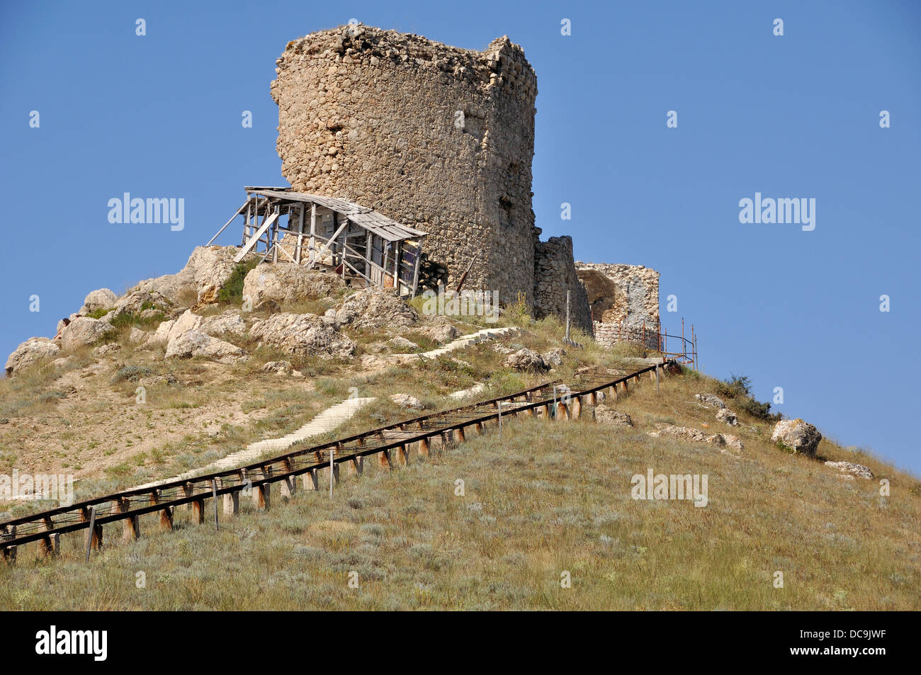 Genoese fortress located at the mountain near Balaklava Town, Crimea ...