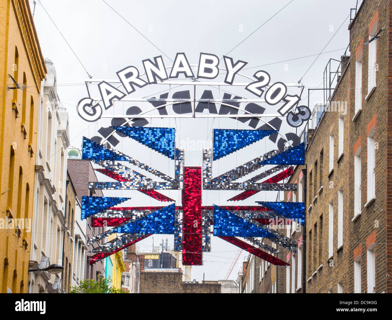 Union Jack sign in Carnaby Street, London Stock Photo - Alamy
