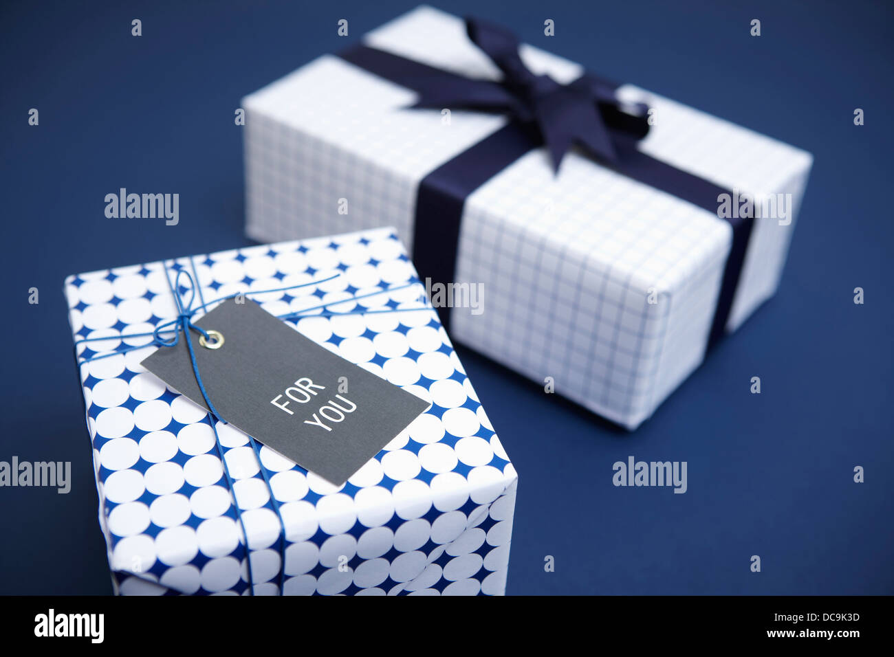 gift boxes in blue colour Stock Photo - Alamy