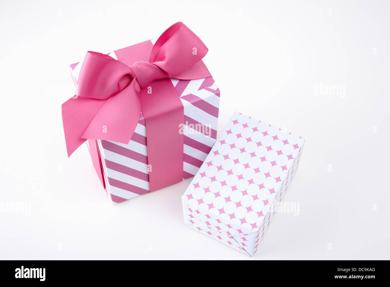 gift boxes with pink ribbons Stock Photo - Alamy