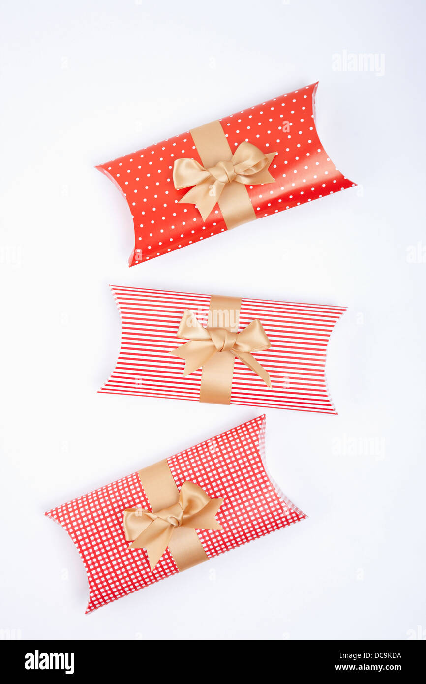 gift boxes in red colours Stock Photo - Alamy