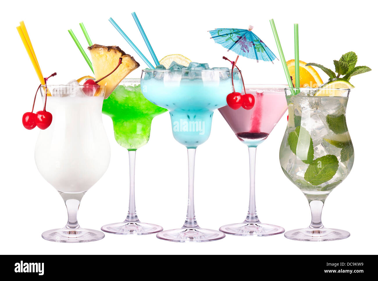 alcoholic cocktail set isolated on a white background Stock Photo - Alamy