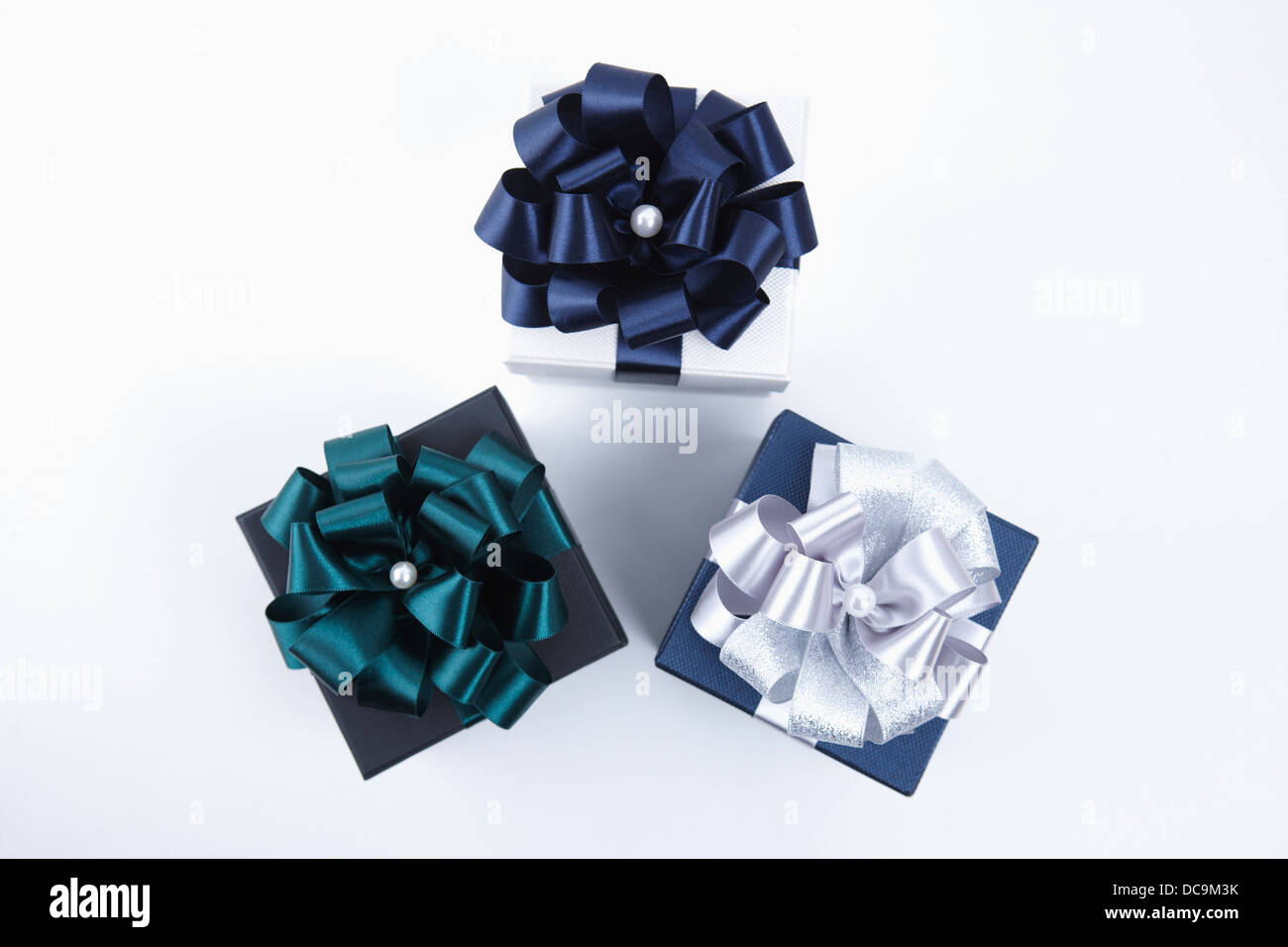 gift boxes with ribbons Stock Photo - Alamy