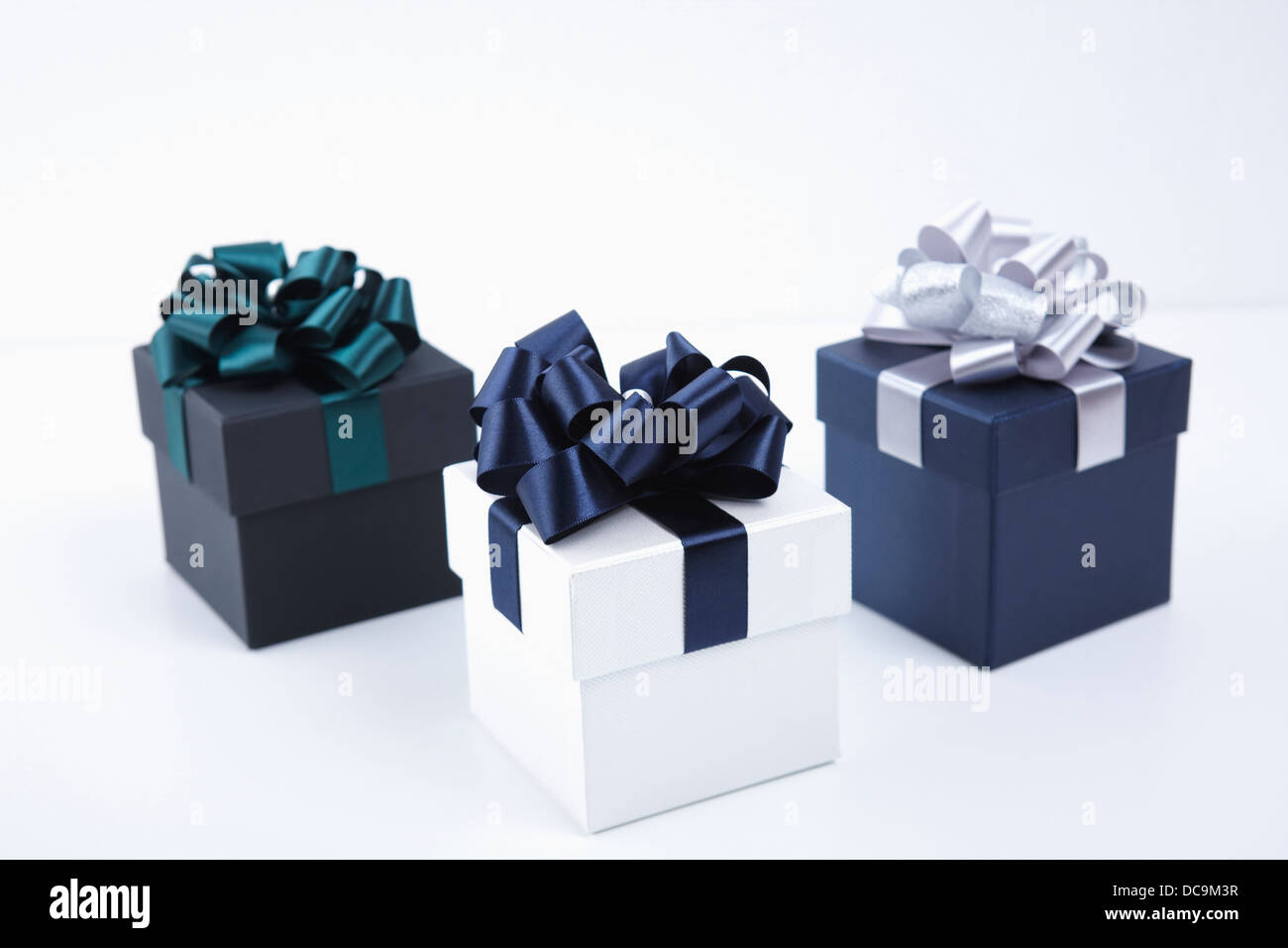 gift boxes with ribbons Stock Photo - Alamy