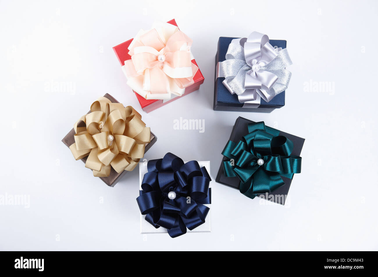 gift boxes with ribbons Stock Photo - Alamy