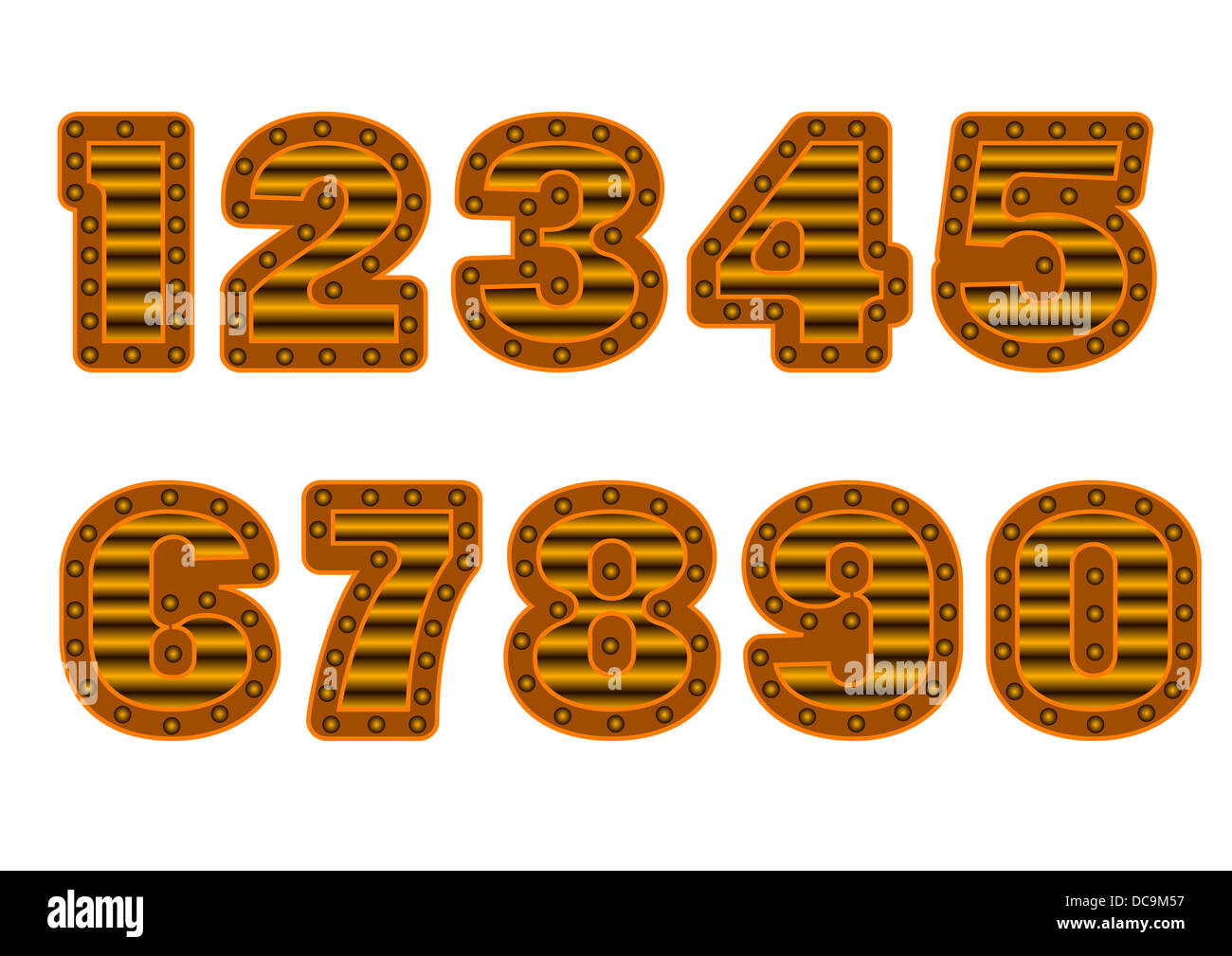 copper colored numbers isolated on white background Stock Photo - Alamy