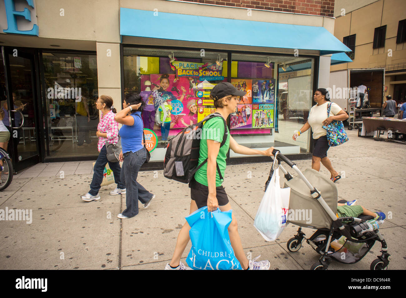 A back to school window display is seen at one of The Children's Place ...