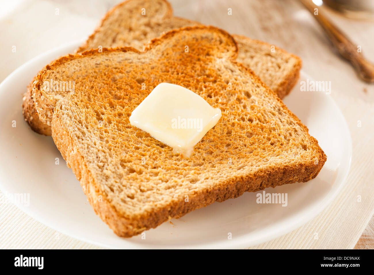 Whole Wheat Buttered Toast at Breakfast Time Stock Photo - Alamy