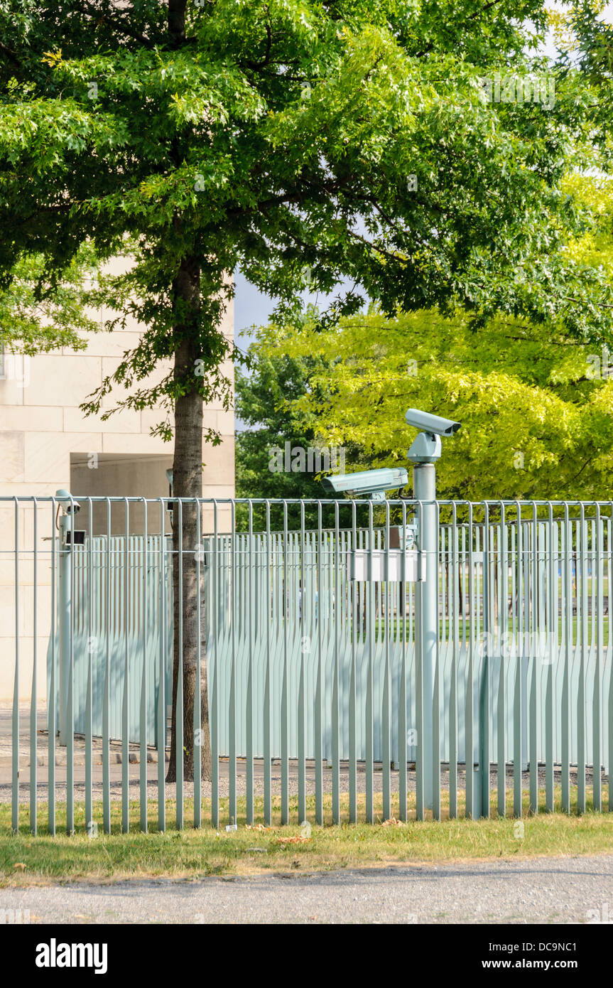 CCTV cameras and fence protecting the German Chancellery - Berlin ...