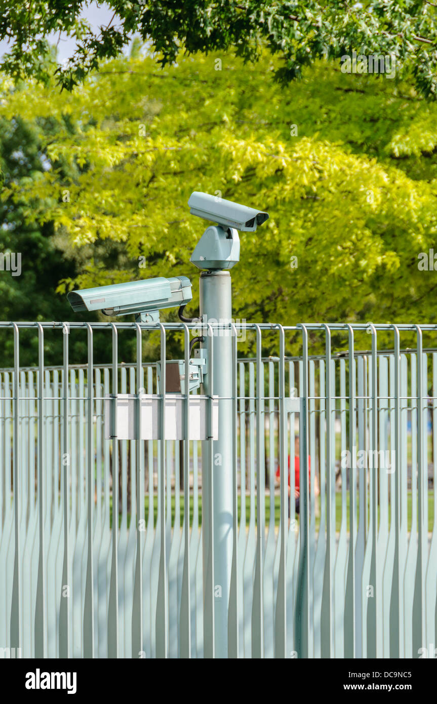 CCTV cameras and fence protecting the German Chancellery - Berlin ...