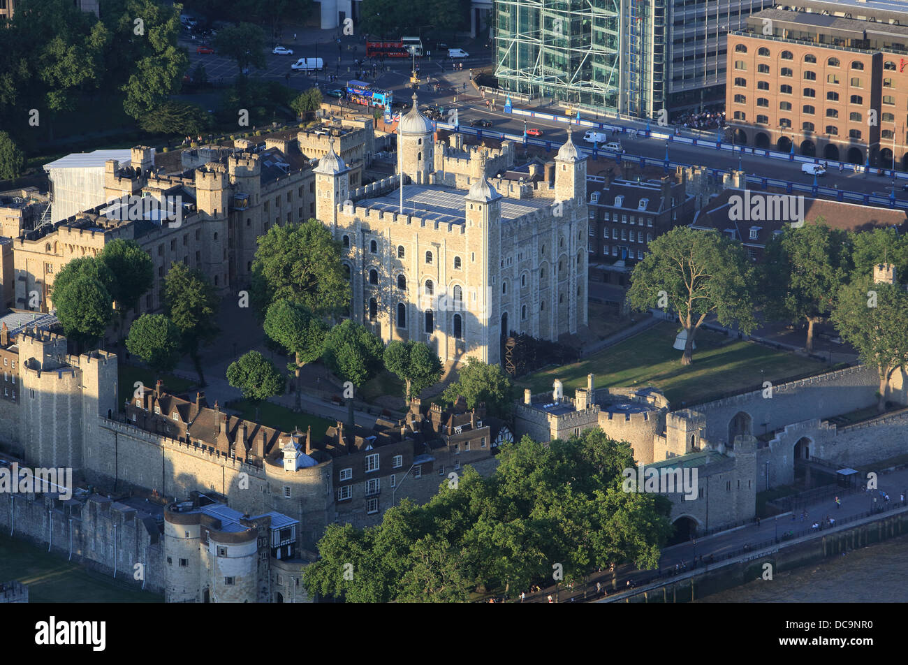 Looking down on the Tower of London from the viewing platform of the ...