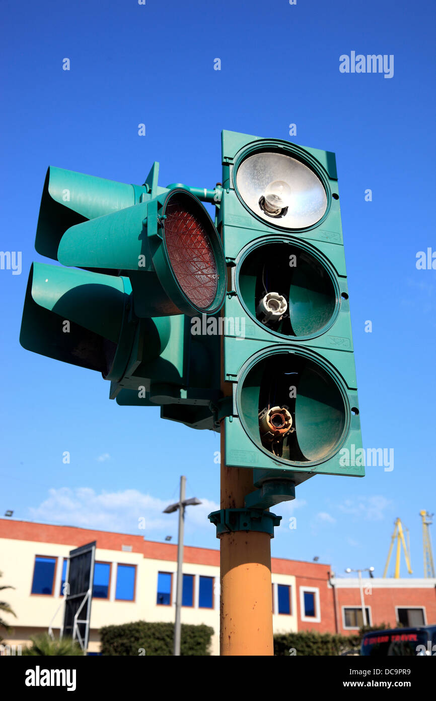 Durres, second largest city of Albania, traffic light damaged Stock ...