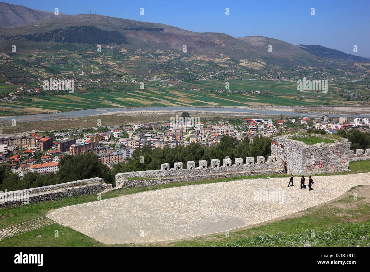 Berat, Berati, Albania, view to the city from the citadel Kalaja Stock ...